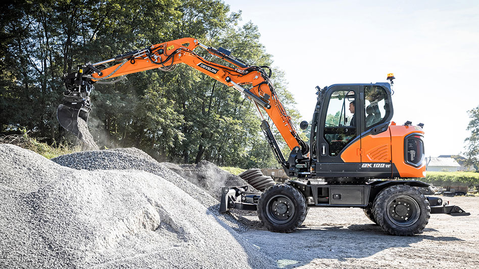 Develon releases its first mini wheeled excavator - Waste Today